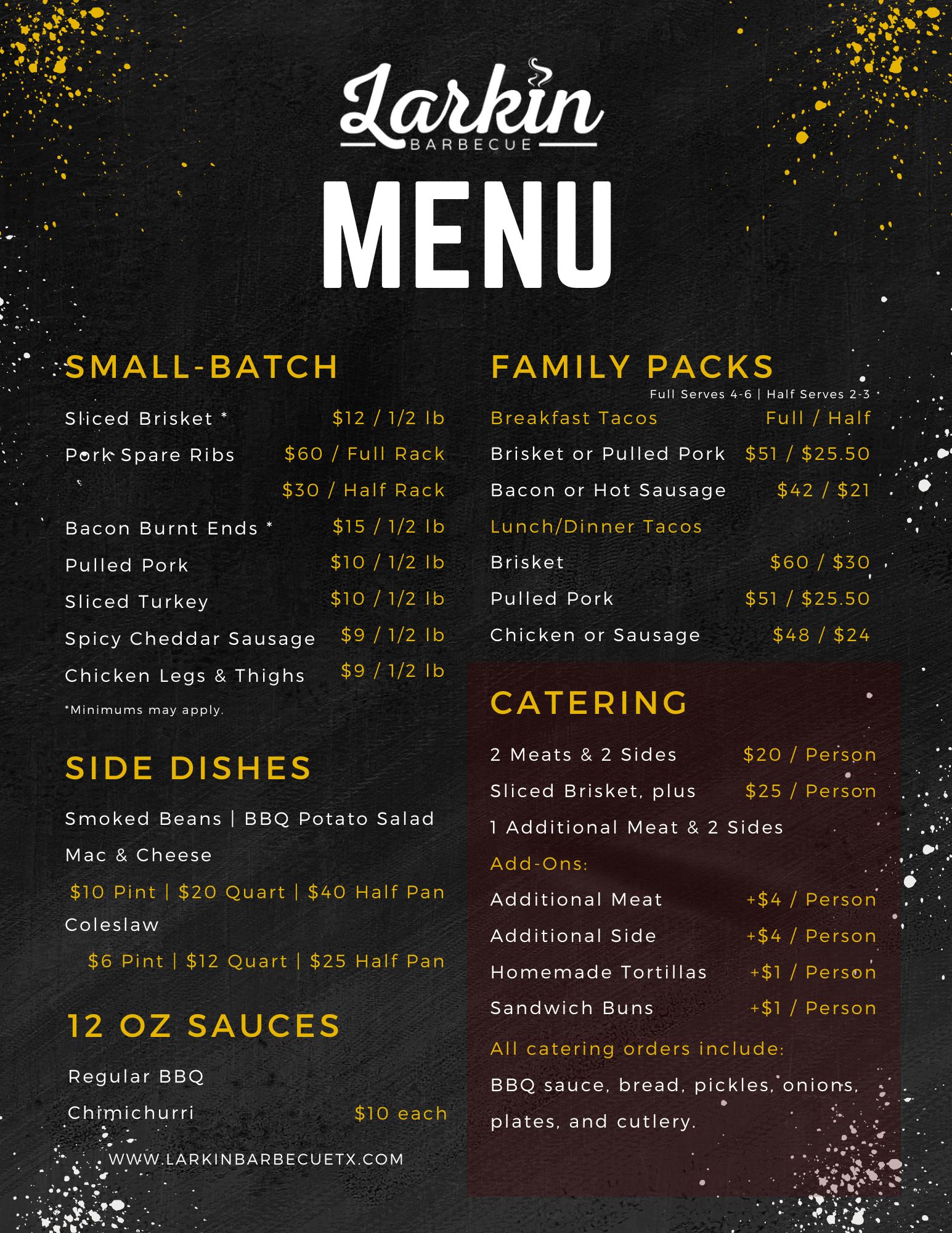 Small-Batch & Catering Menu – Larkin Barbecue